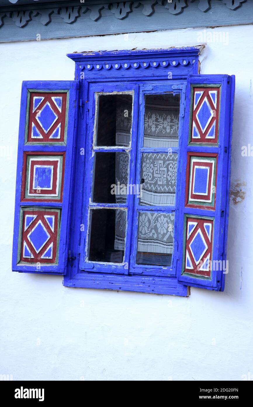 The Village Museum in Bucharest, Romania. Windows of a19th century ...