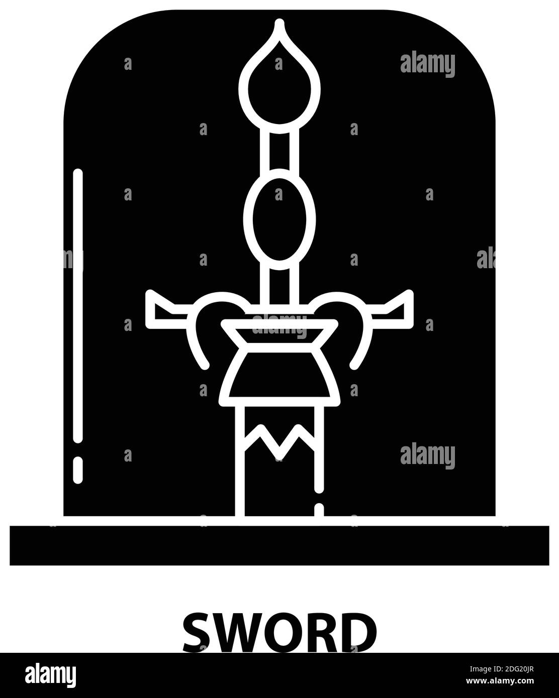 sword icon, black vector sign with editable strokes, concept ...
