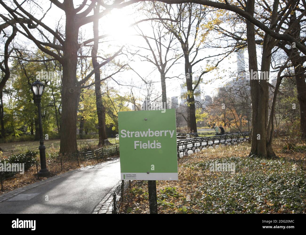 New York, United States. 07th Dec, 2020. A sign for Strawberry Fields ...