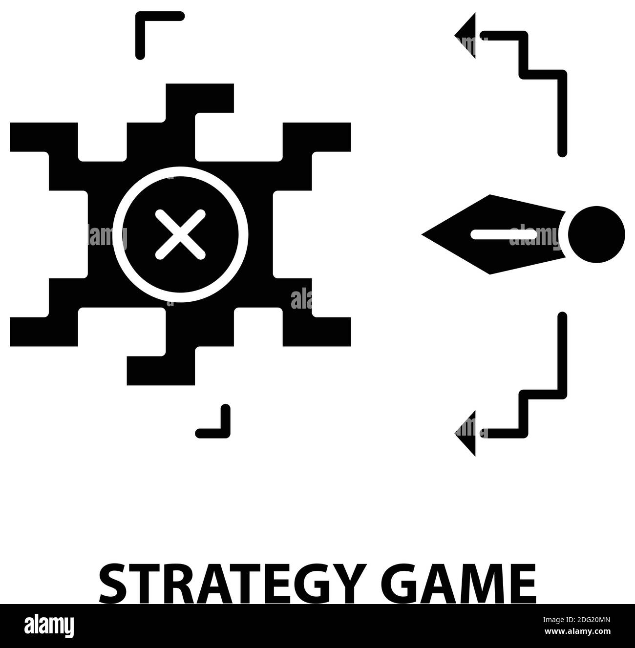 strategy game icon, black vector sign with editable strokes, concept ...