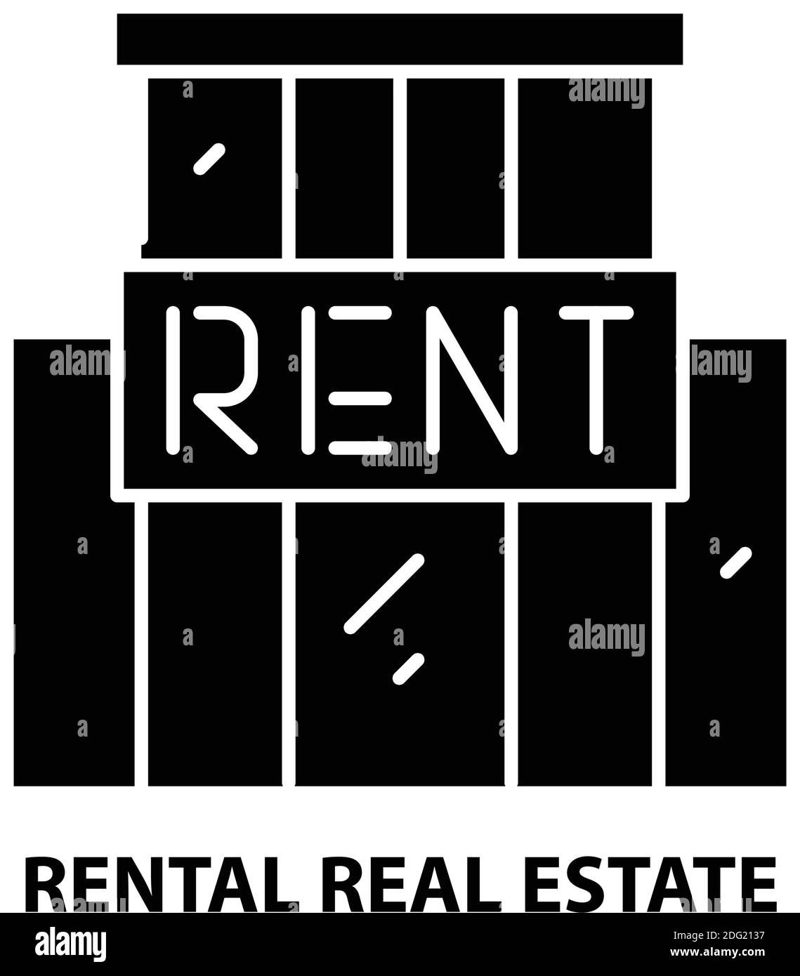 rental real estate icon, black vector sign with editable strokes ...