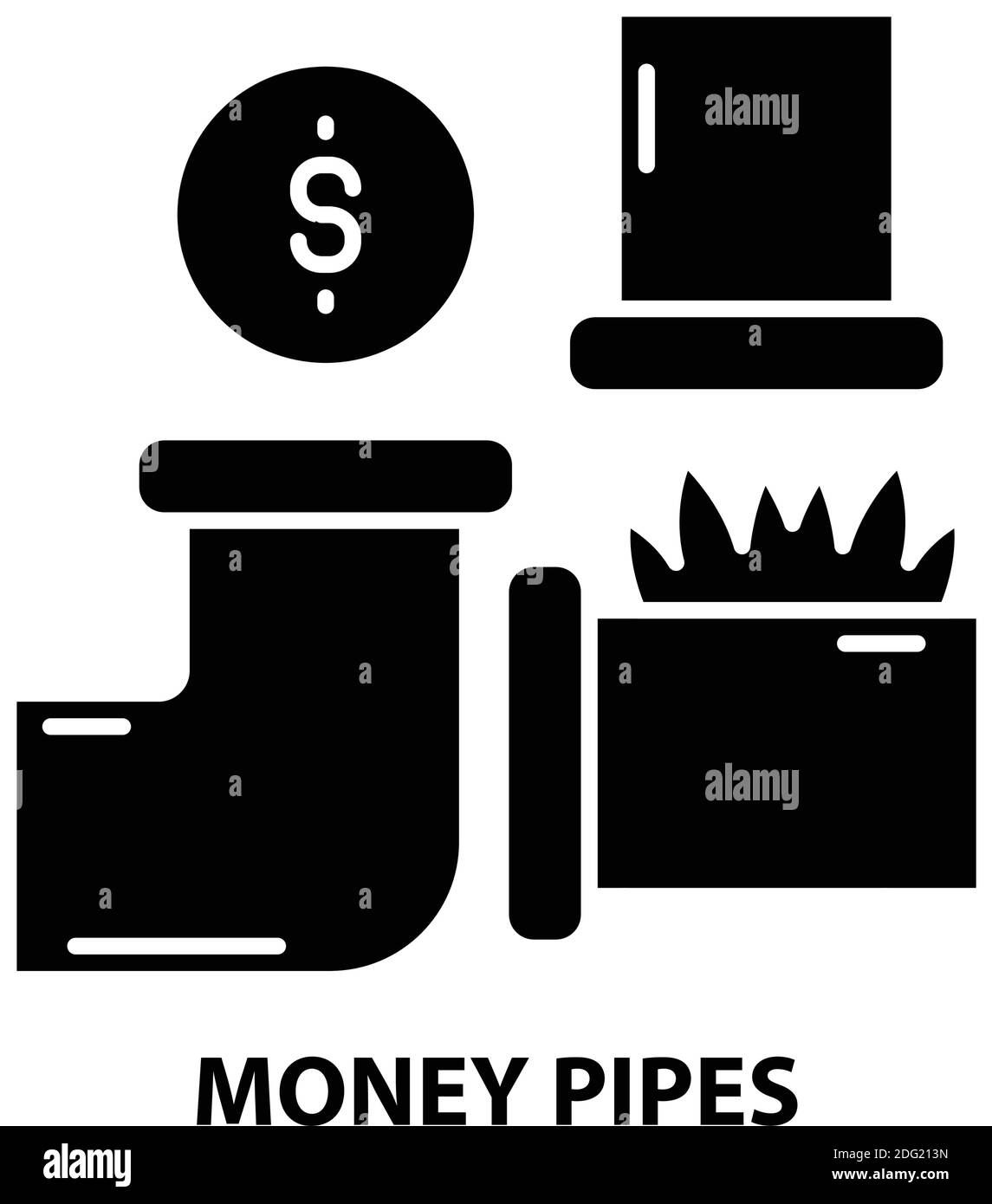 money pipes icon, black vector sign with editable strokes, concept ...