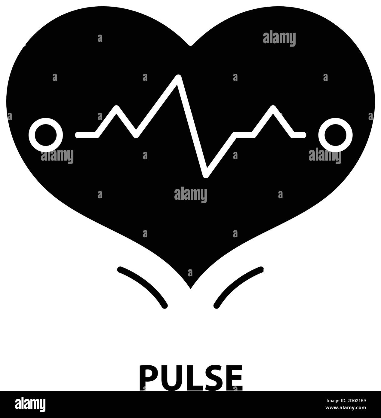 pulse icon, black vector sign with editable strokes, concept ...