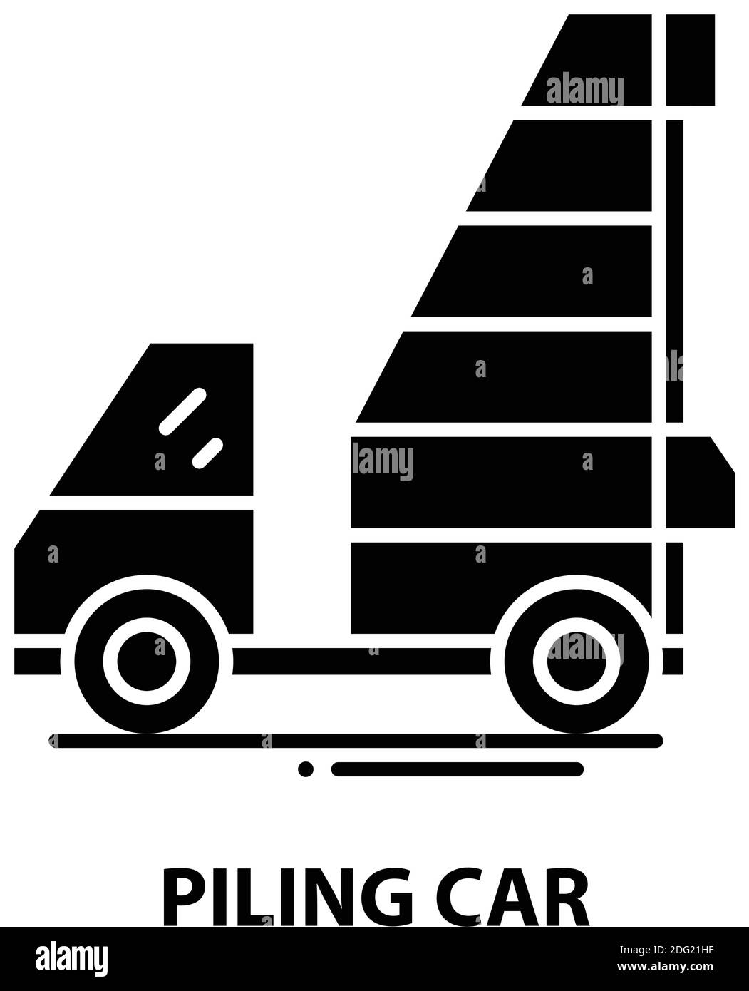 piling car icon, black vector sign with editable strokes, concept ...