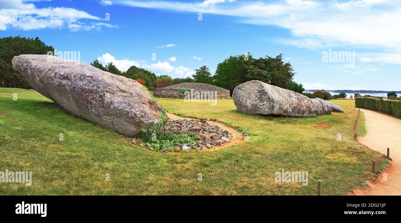 Alignments of megaliths at Carnac in Brittany, France Stock Photo - Alamy
