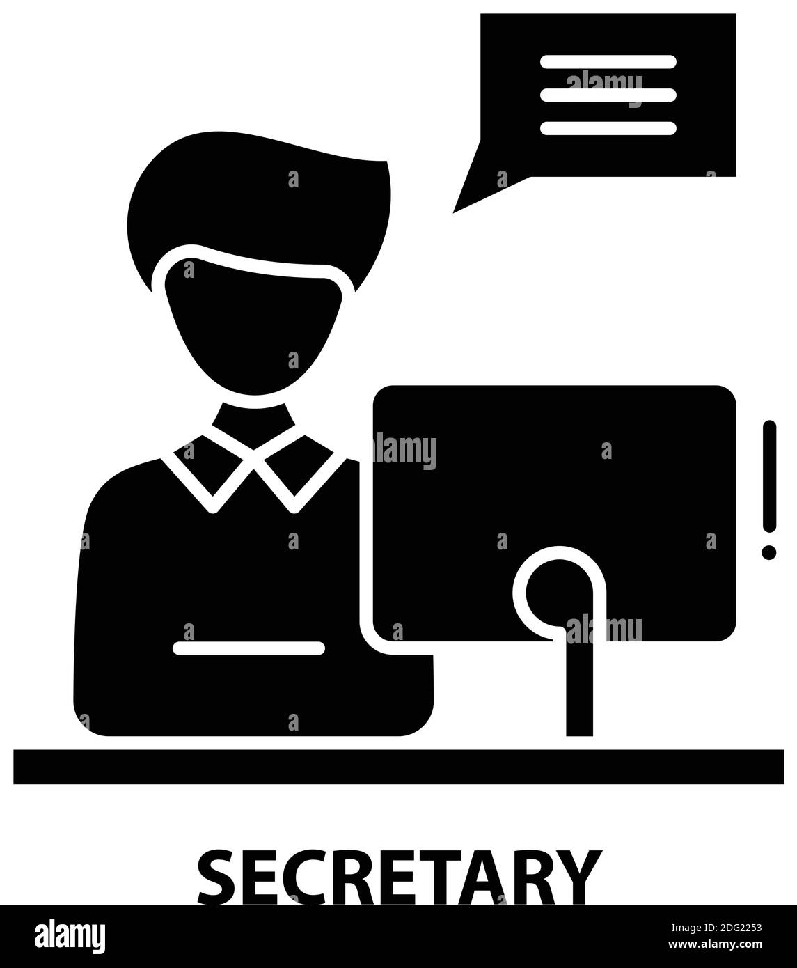 secretary symbol icon, black vector sign with editable strokes, concept ...