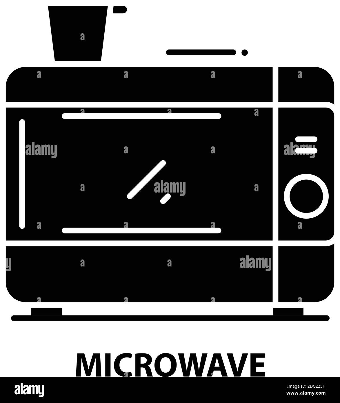 microwave icon, black vector sign with editable strokes, concept ...