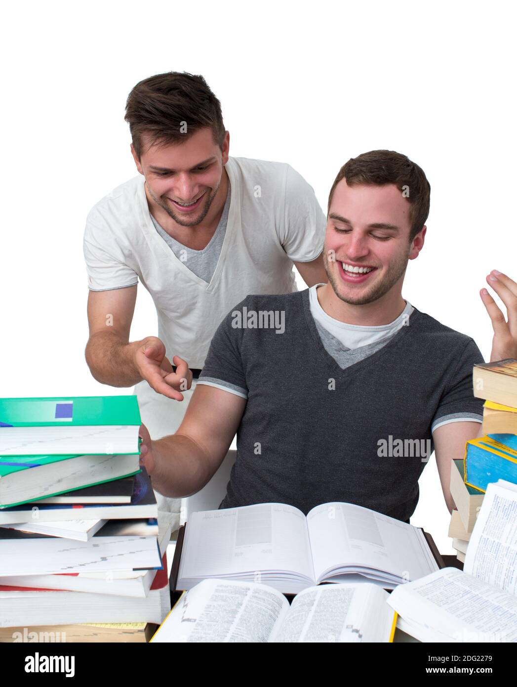 Two young men studying together Stock Photo - Alamy