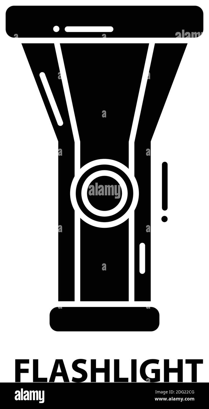 flashlight symbol icon, black vector sign with editable strokes ...