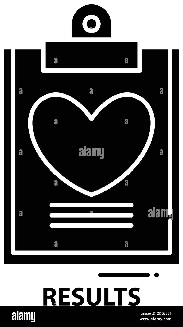 results icon, black vector sign with editable strokes, concept ...