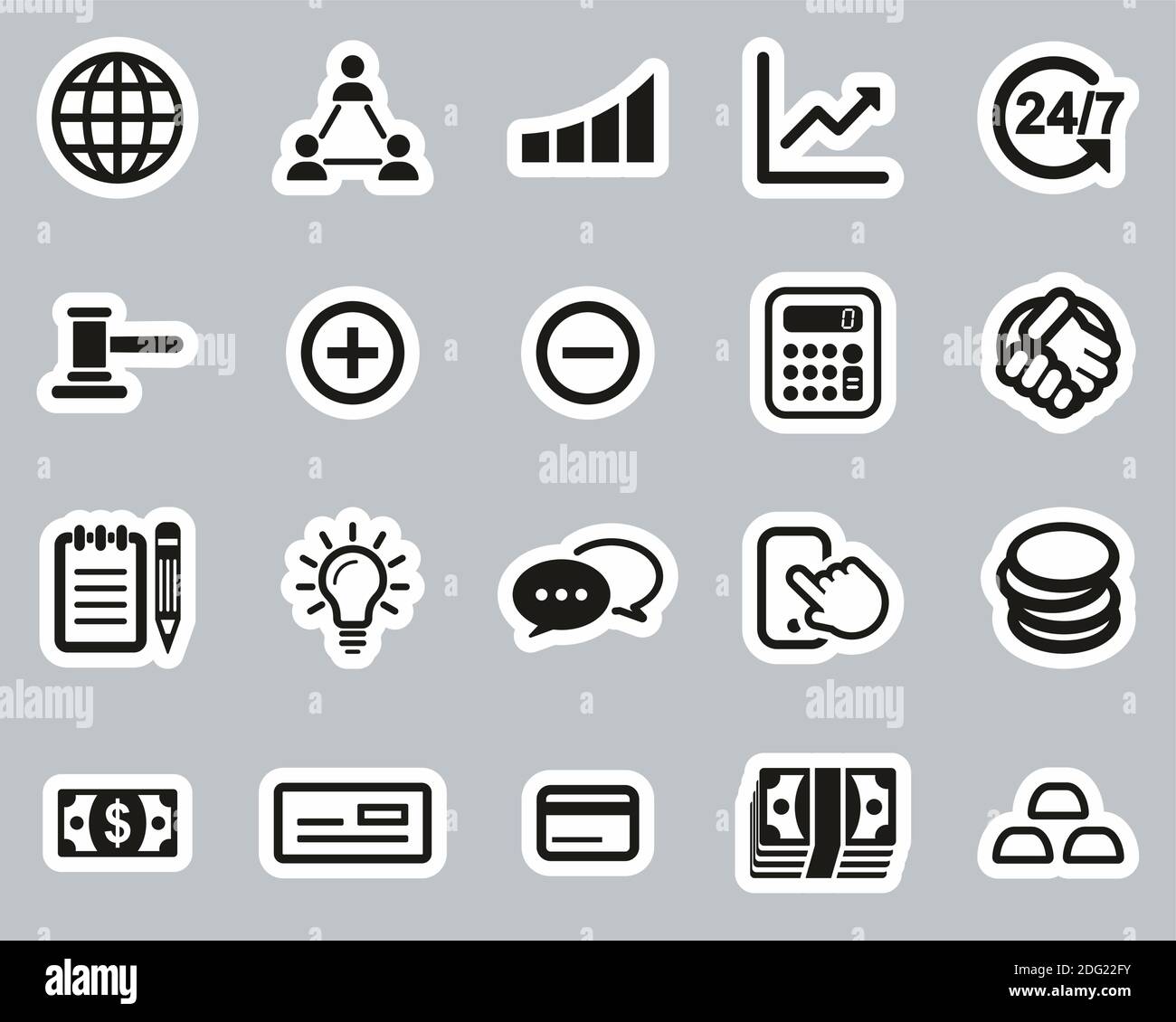 Trade Or Exchange Icons Black & White Sticker Set Big Stock Vector ...