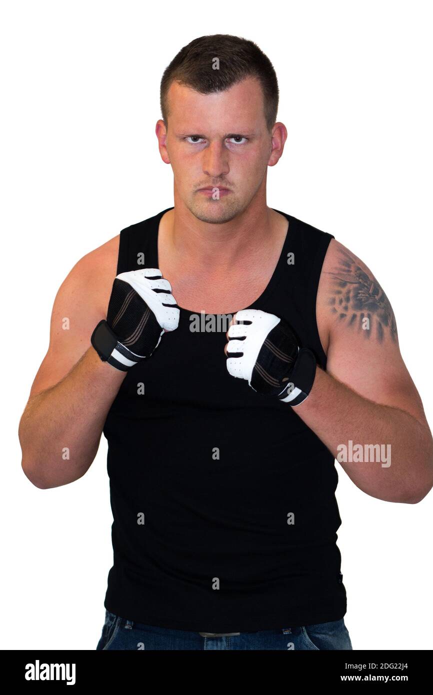 Young muscular man ready fight hi-res stock photography and images - Alamy