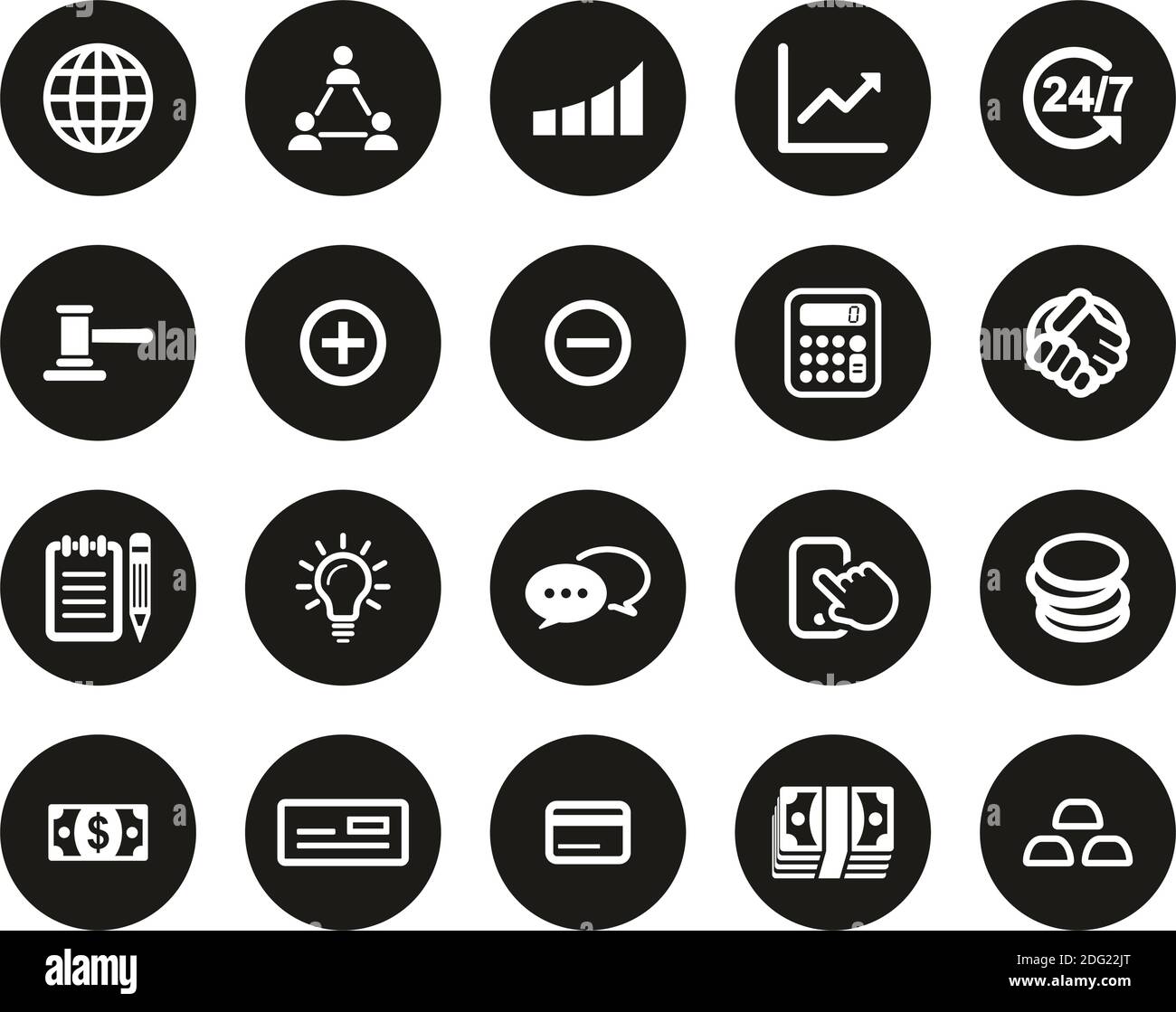 Trade Or Exchange Icons White On Black Flat Design Circle Set Big Stock Vector Image & Art - Alamy