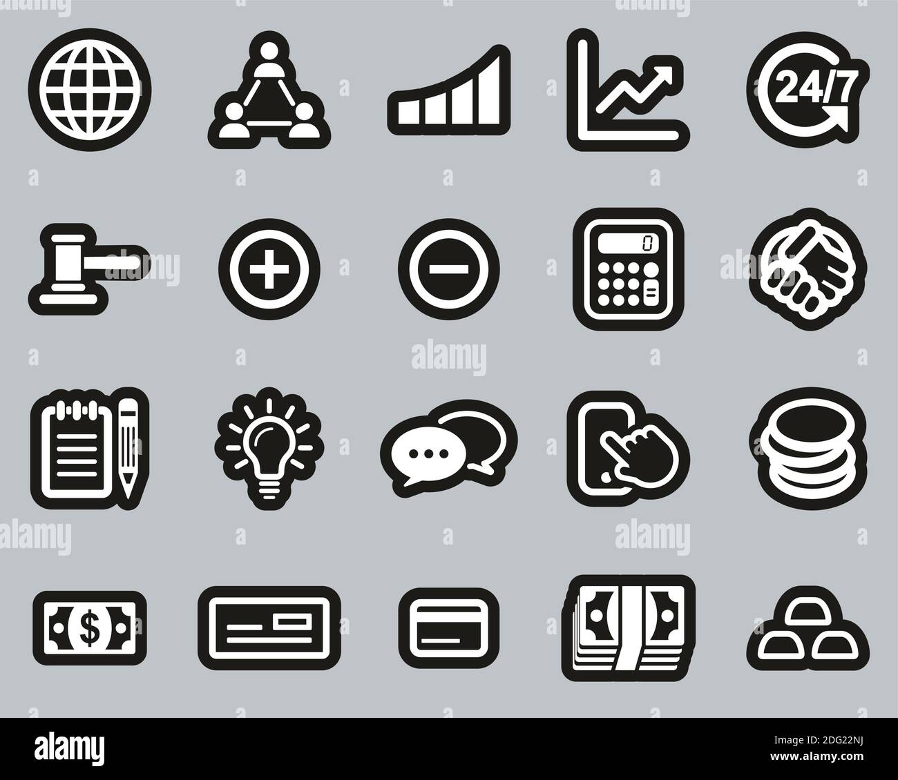 Trade Or Exchange Icons White On Black Sticker Set Big Stock Vector ...