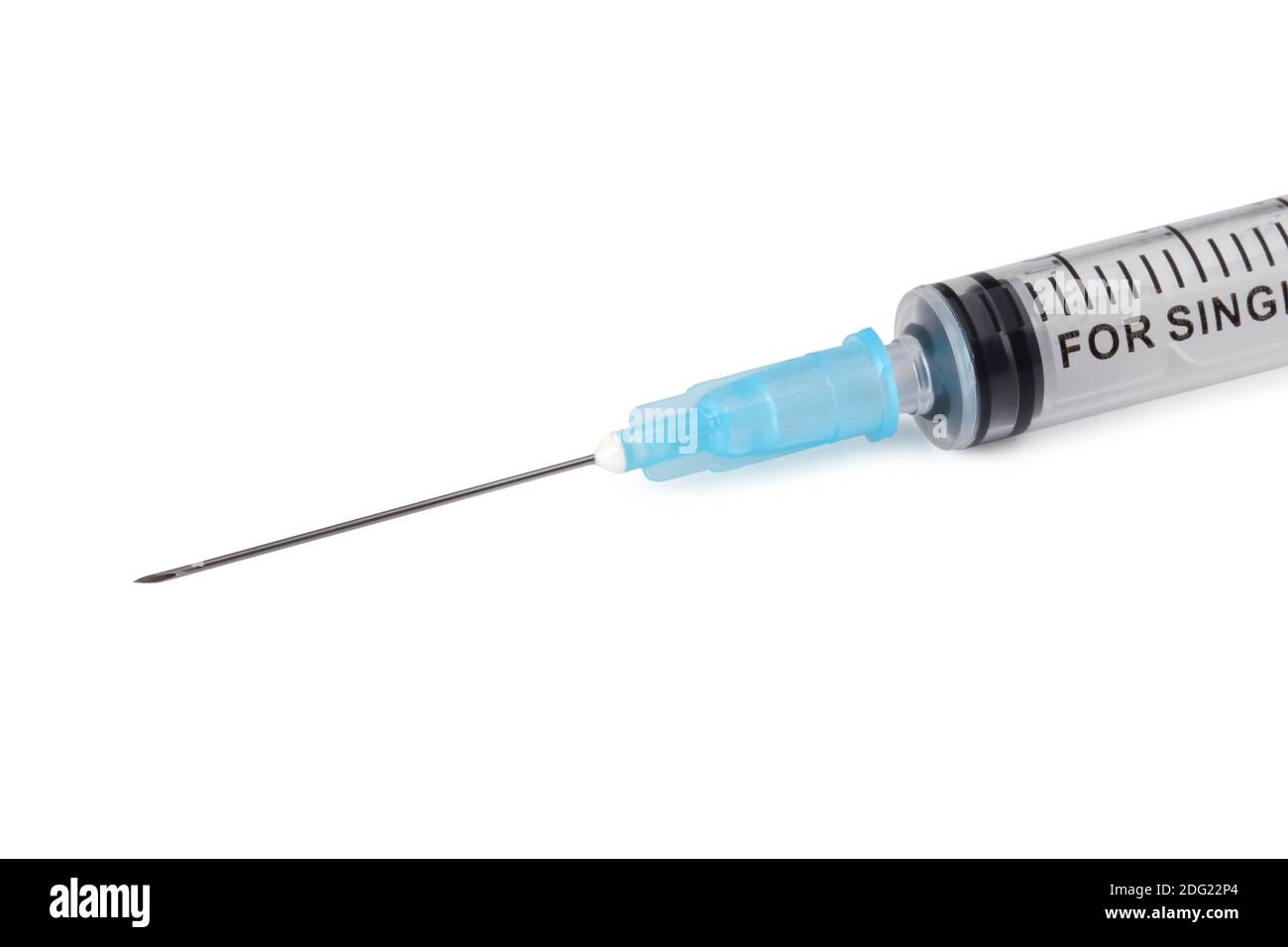 Disposable Syringe Needle Close Up Isolated On White Background Stock