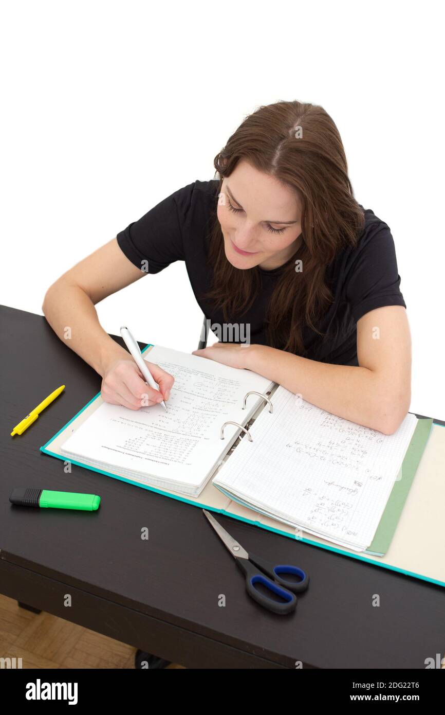 Young lady writing note hi-res stock photography and images - Alamy