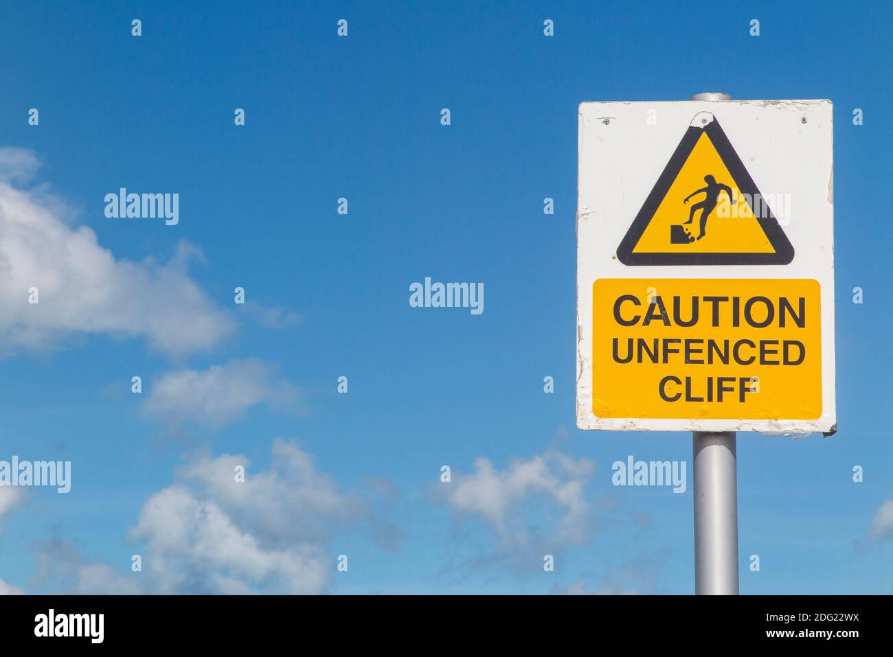 Caution! cliff erosion sign hi-res stock photography and images - Alamy