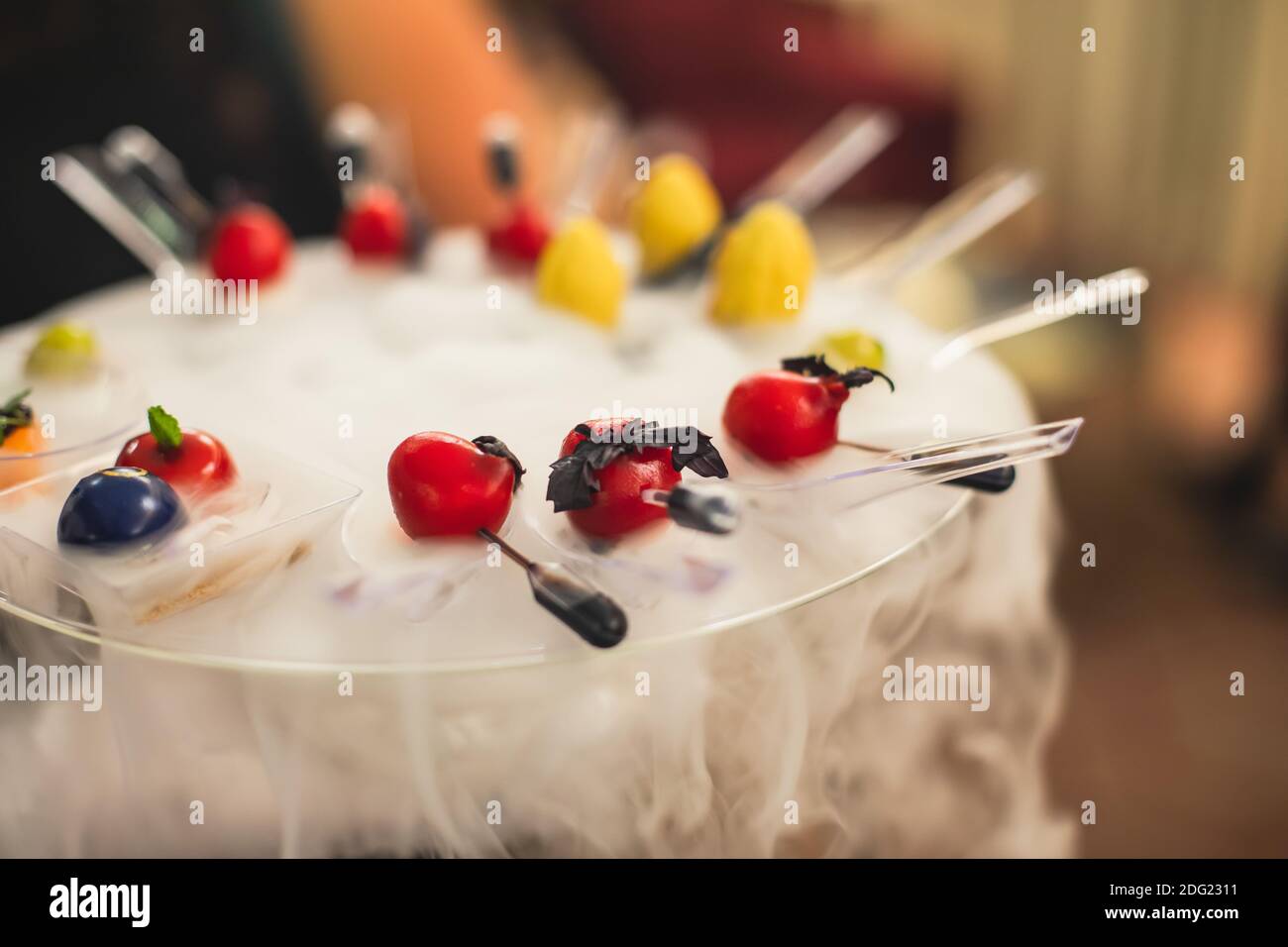 Beautifully decorated catering banquet table with variety of vegetables ...