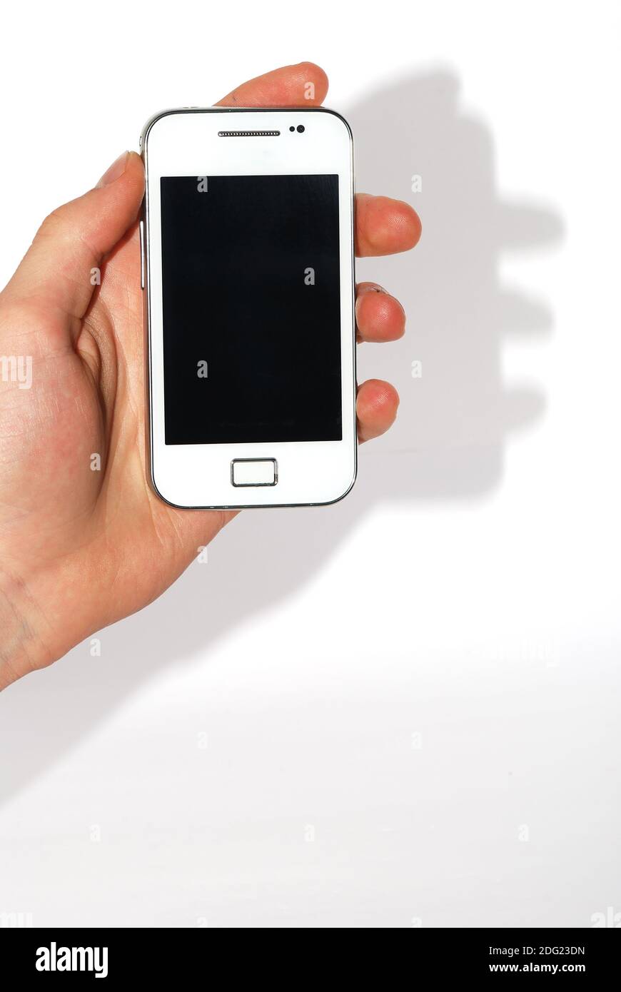 Hand with phone Stock Photo - Alamy