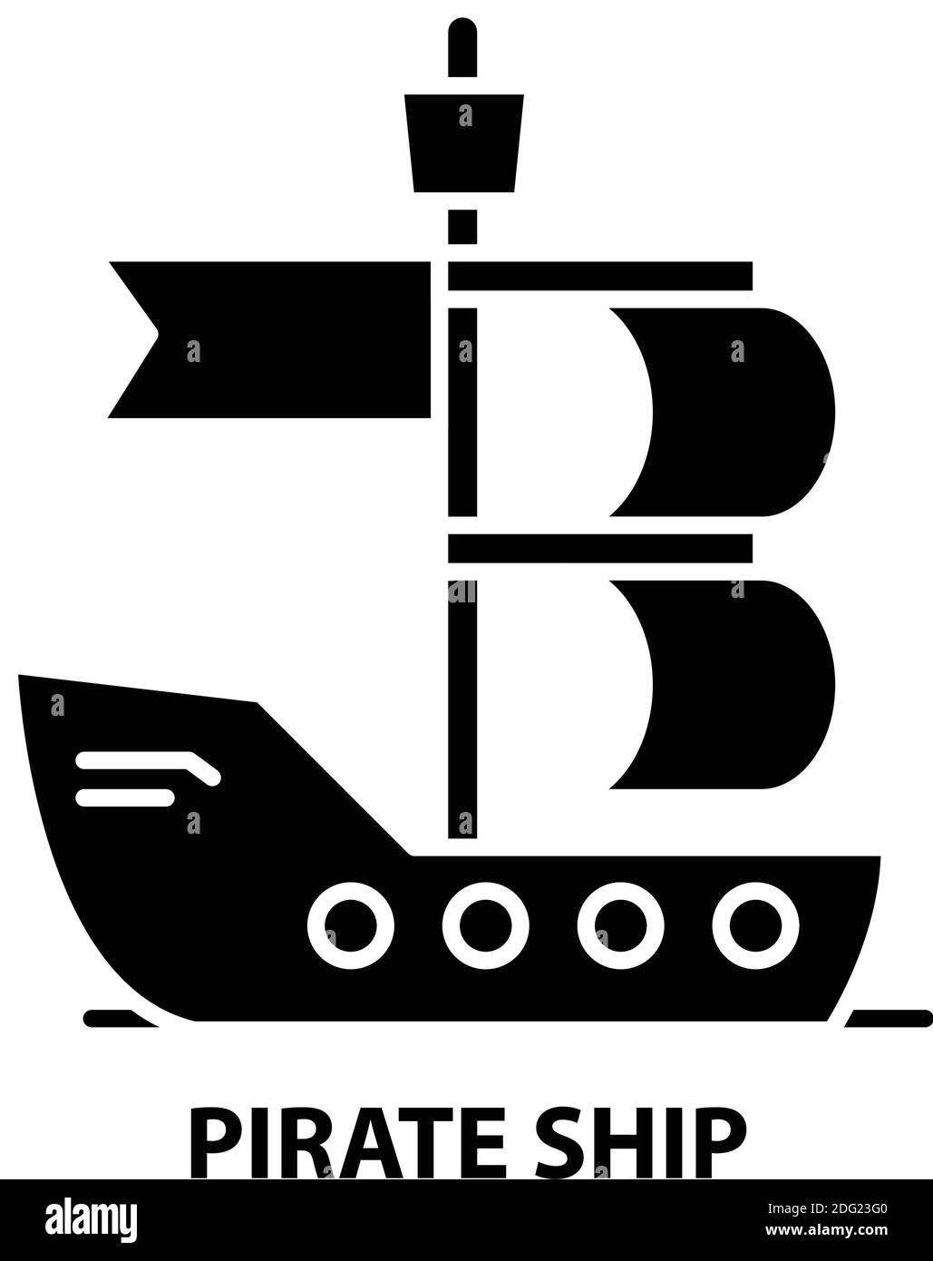pirate ship icon, black vector sign with editable strokes, concept ...