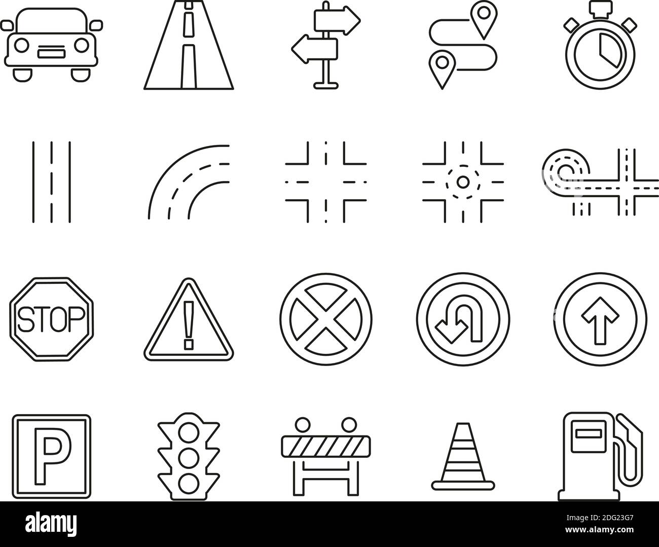 Traffic Icons Black & White Thin Line Set Big Stock Vector Image & Art ...