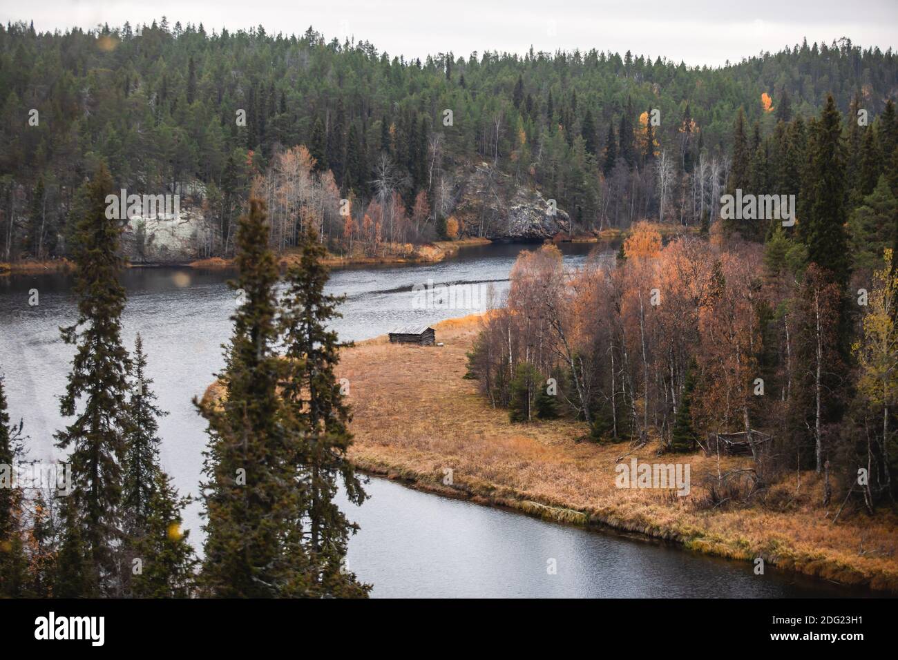 Autumn view of Oulanka National Park, landscape, a finnish national park in the Northern ...