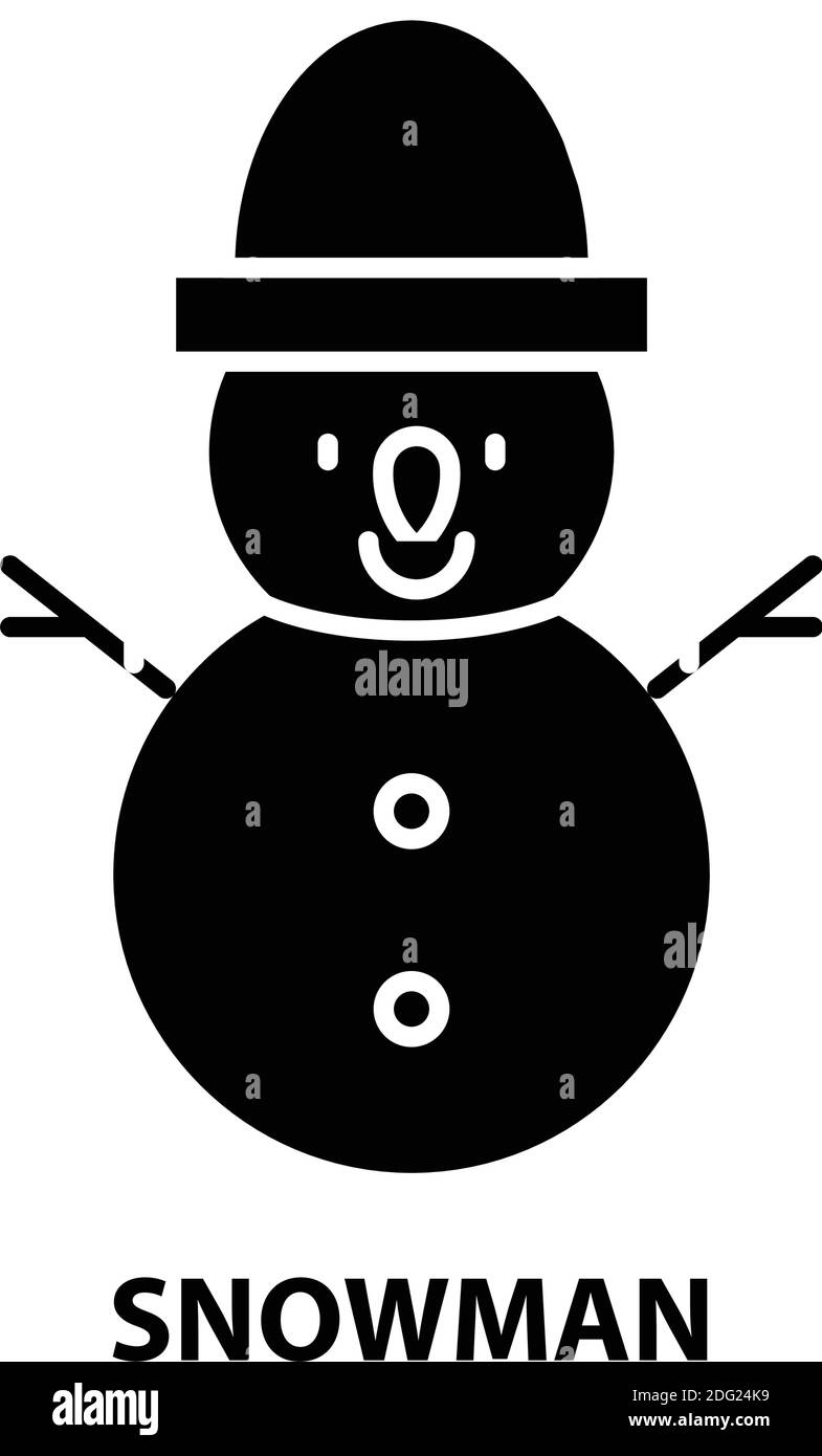 snowman icon, black vector sign with editable strokes, concept ...