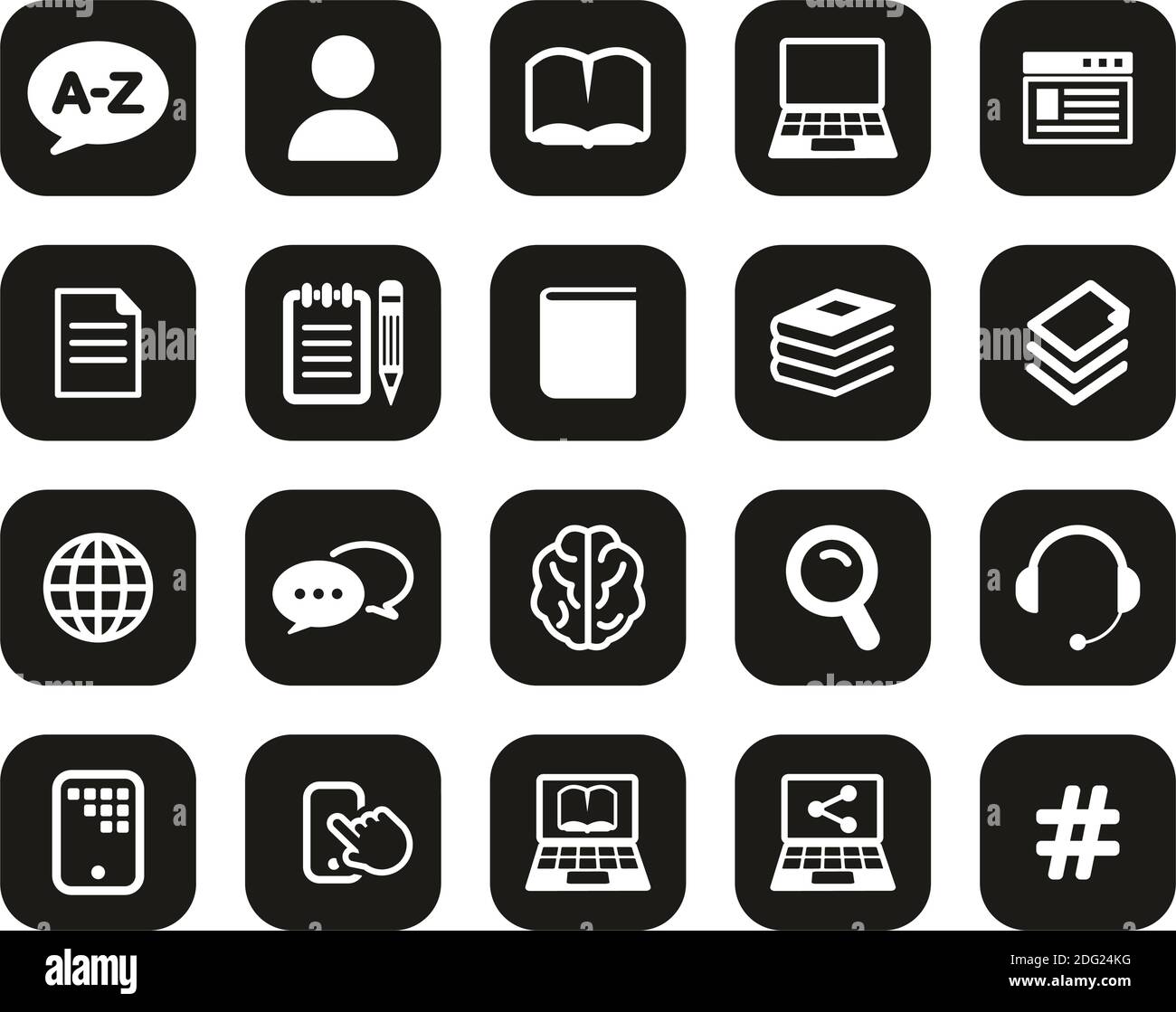 Translation Or Translator Icons White On Black Flat Design Set Big ...