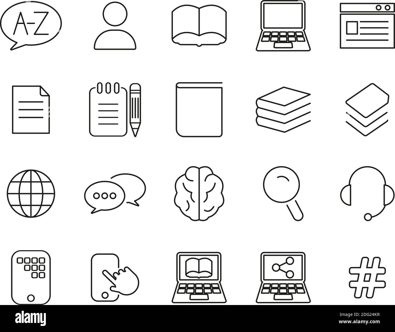 Translation Or Translator Icons Black & White Thin Line Set Big Stock ...