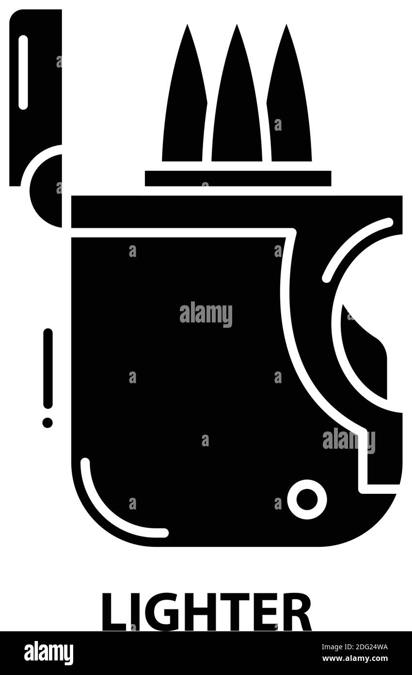lighter icon, black vector sign with editable strokes, concept ...