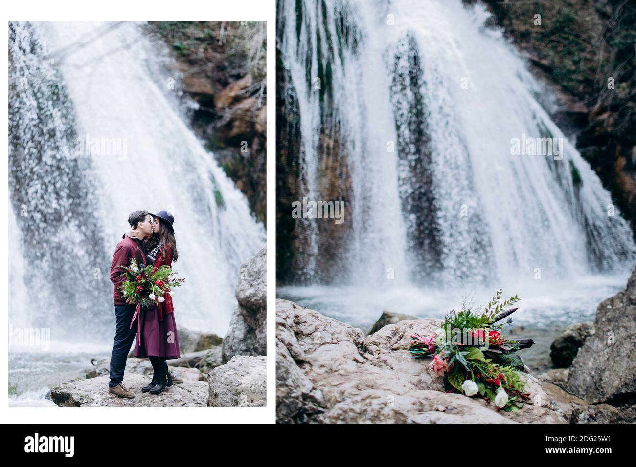 Couple kissing in waterfall hi-res stock photography and images - Alamy