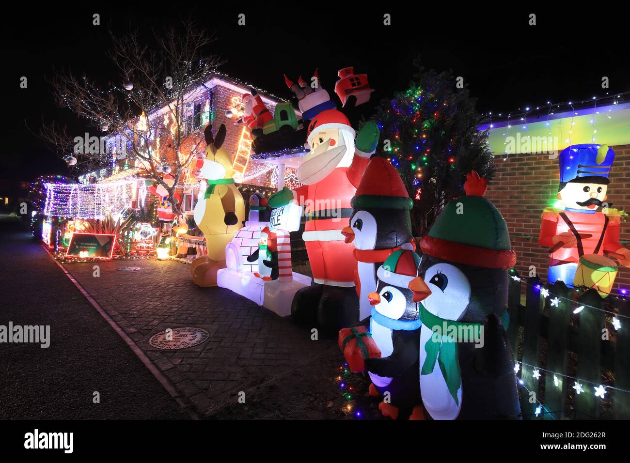 Christmas light display on a house in Saxifrage Way, Worthing Stock ...