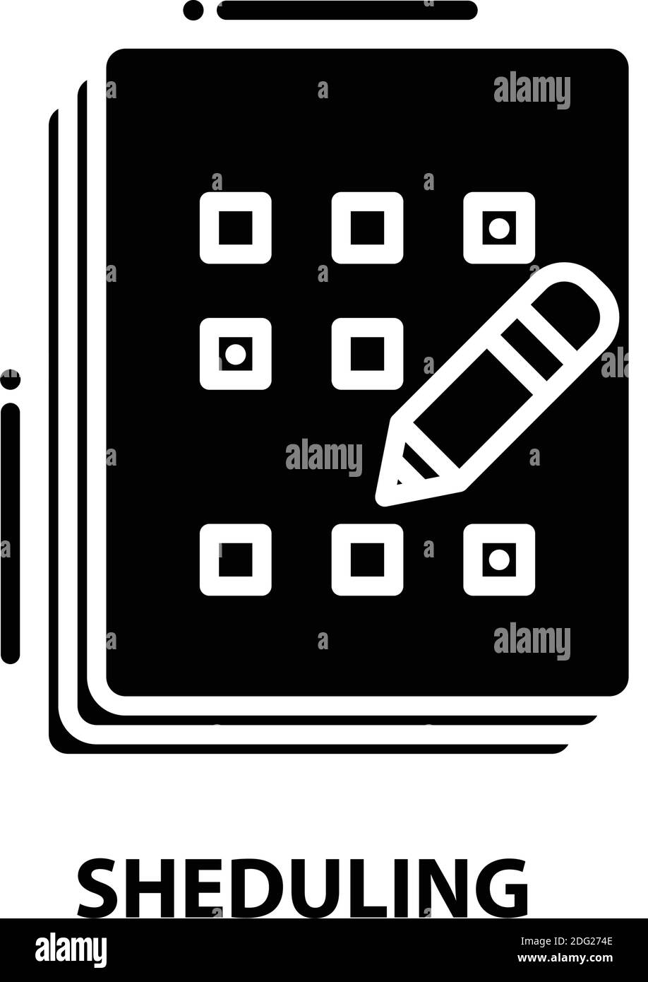sheduling icon, black vector sign with editable strokes, concept ...