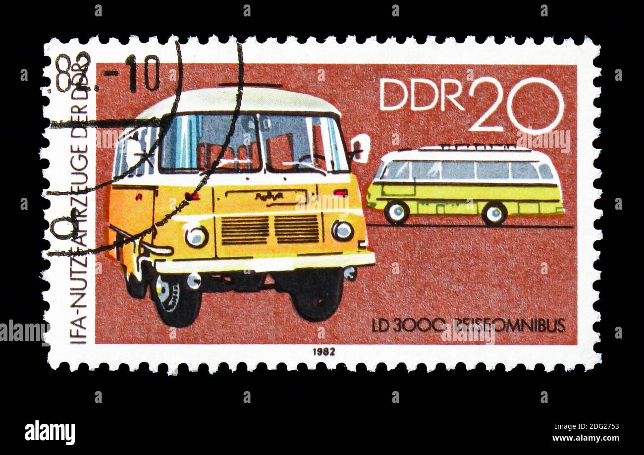 MOSCOW, RUSSIA - AUGUST 18, 2018: A stamp printed in Germany Democratic ...