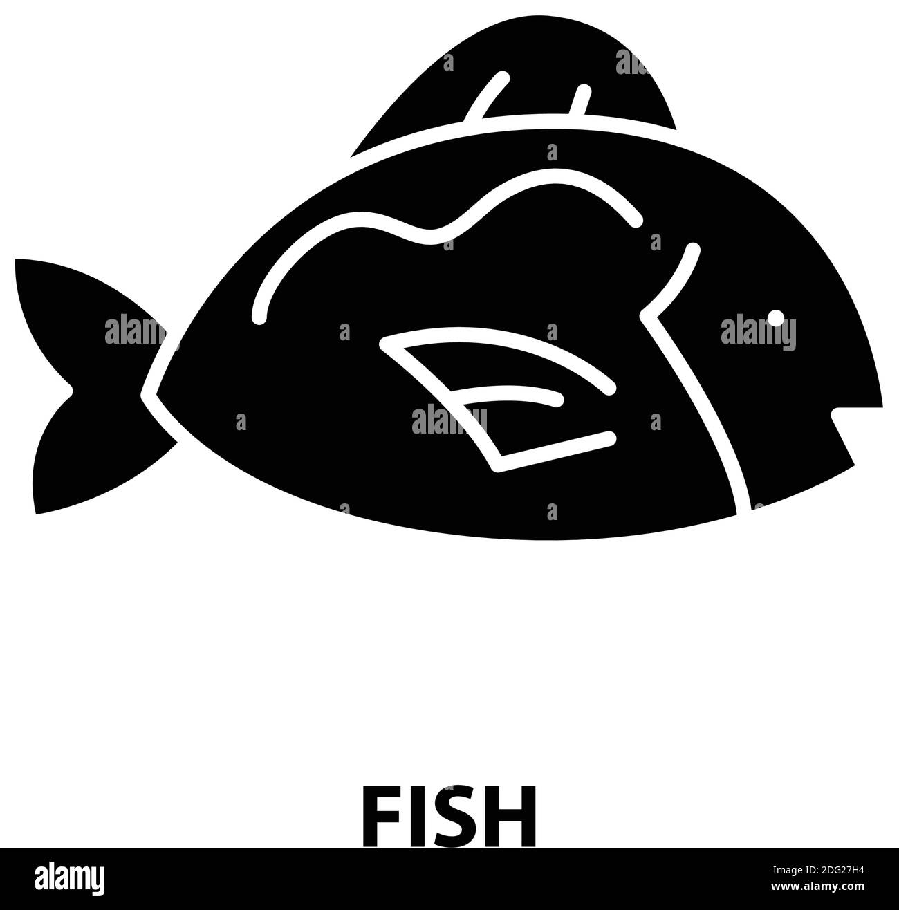 fish icon, black vector sign with editable strokes, concept ...