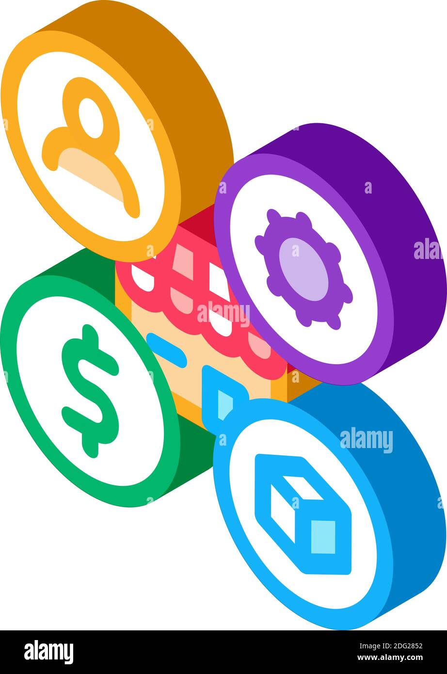 shop manager work and delivery isometric icon vector illustration Stock ...