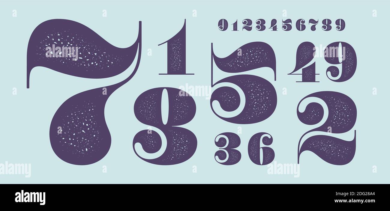 Number font. Classical french didot style, texture Stock Vector Image ...