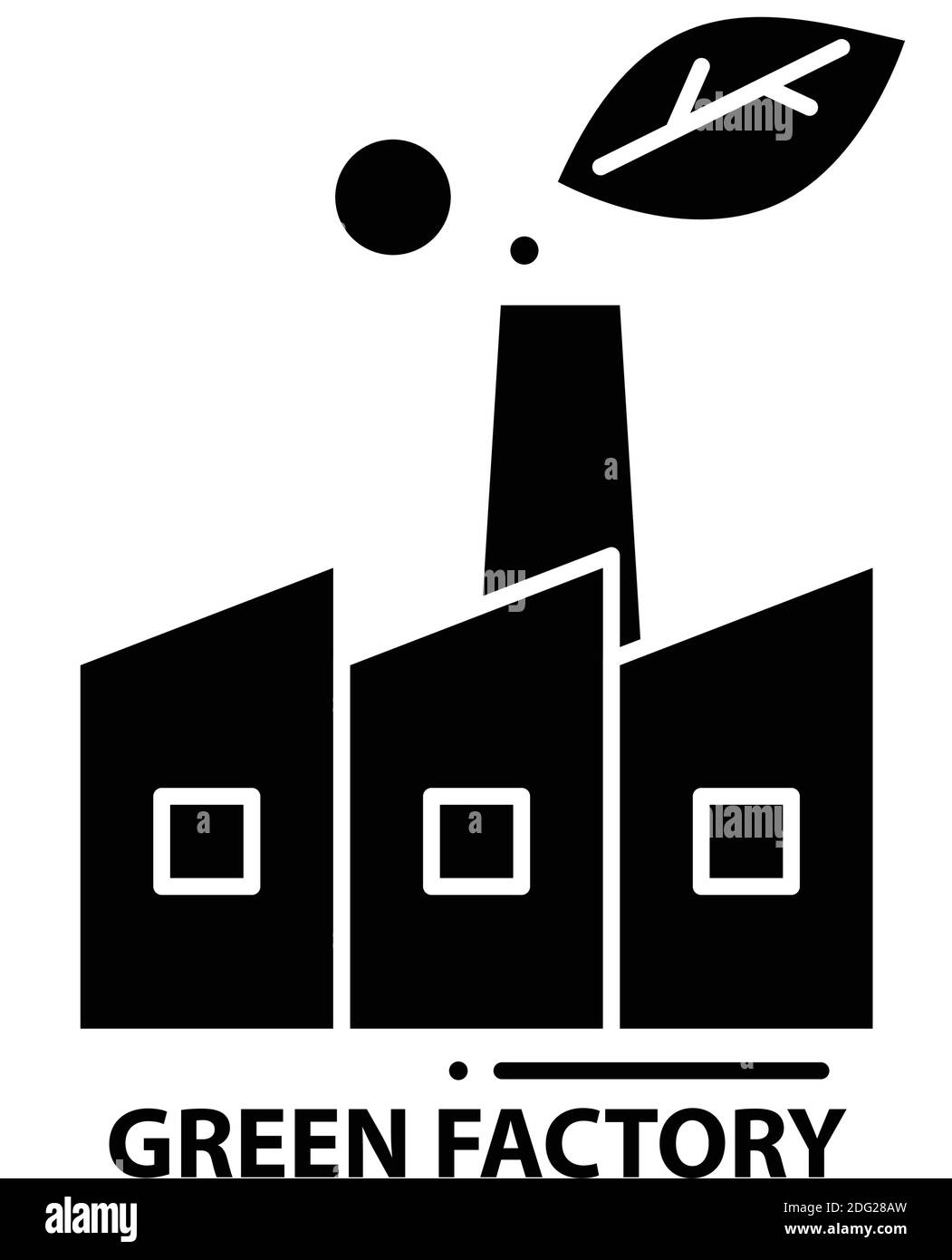 green factory symbol icon, black vector sign with editable strokes ...