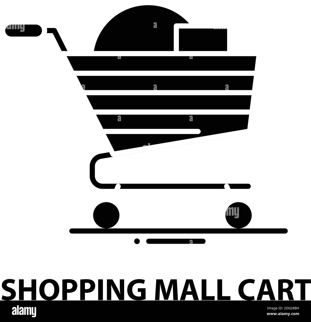 shopping mall cart icon, black vector sign with editable strokes ...