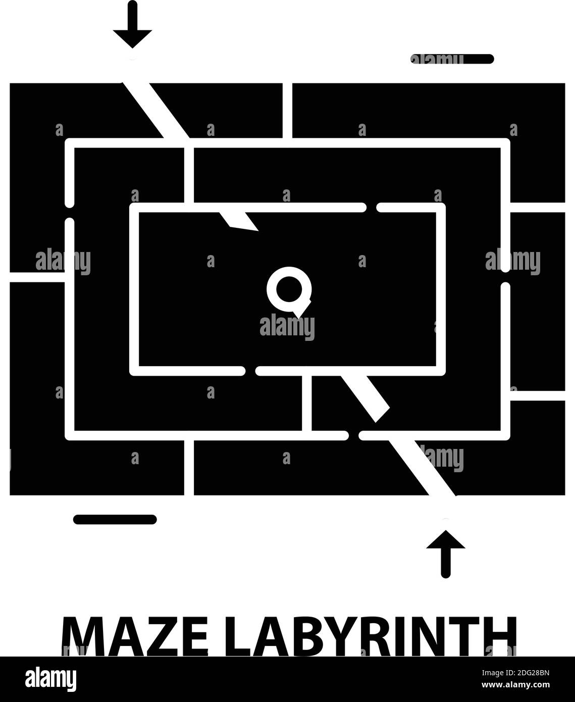 maze labyrinth icon, black vector sign with editable strokes, concept ...