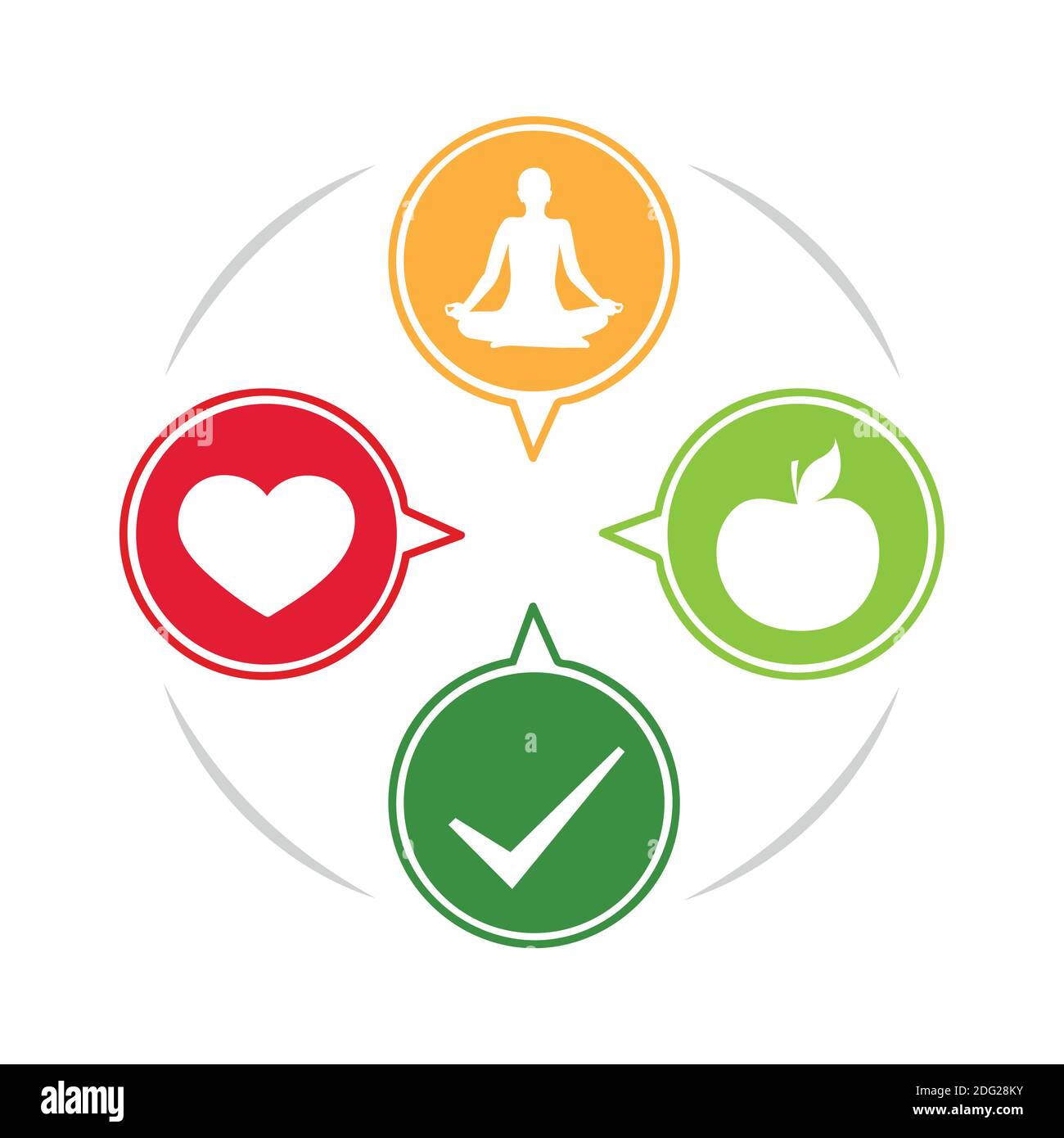 healthy lifestyle icons sleep apple yoga heart sport vector ...