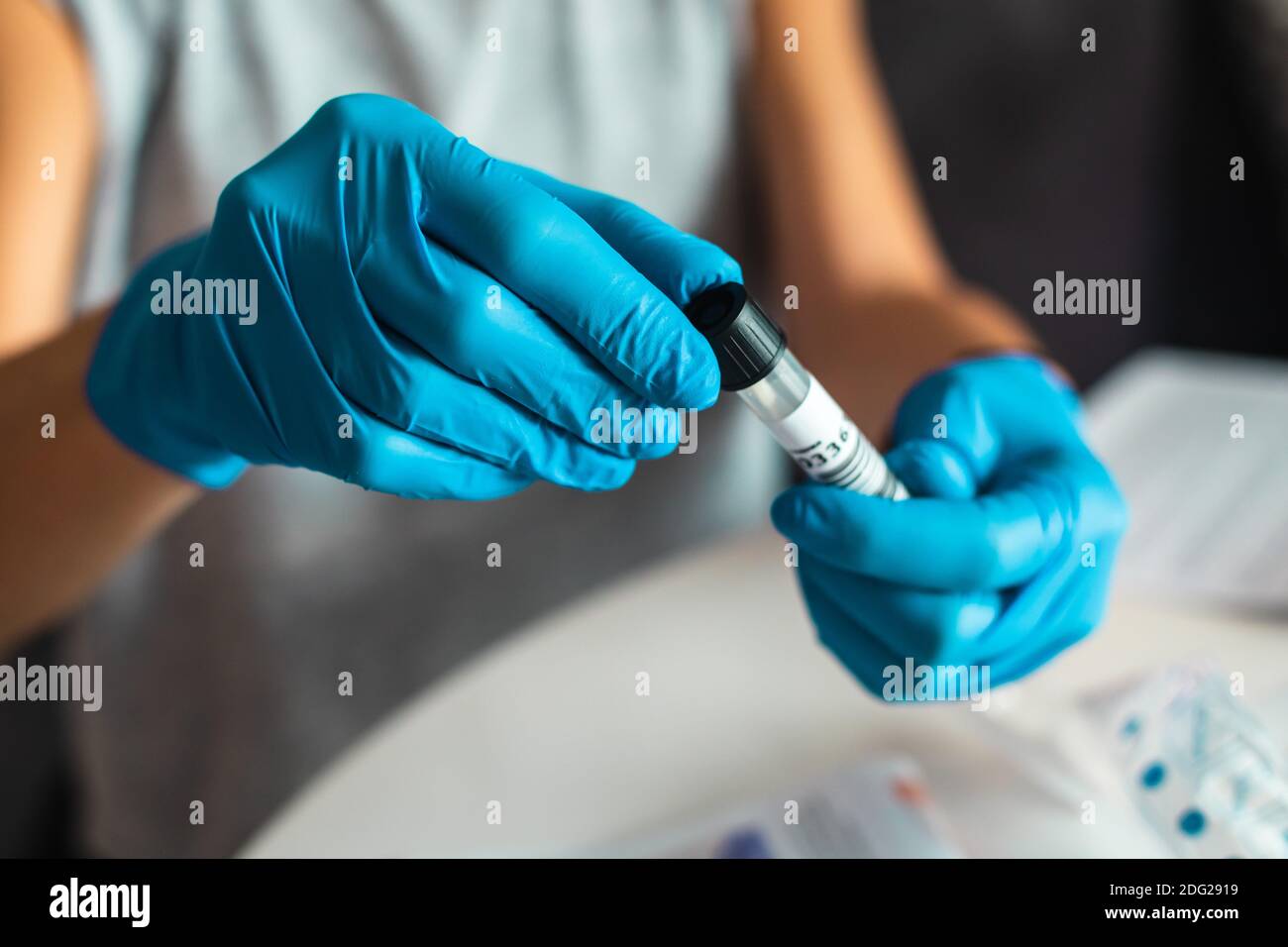 Process of coronavirus testing examination at home, COVID-19 swab ...