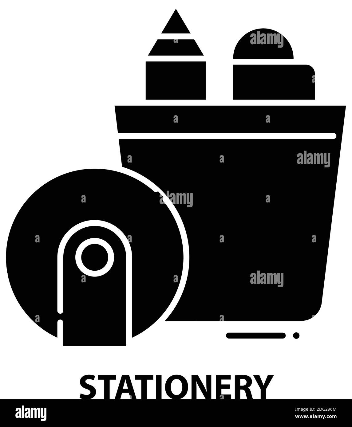 stationery sign icon, black vector sign with editable strokes, concept ...