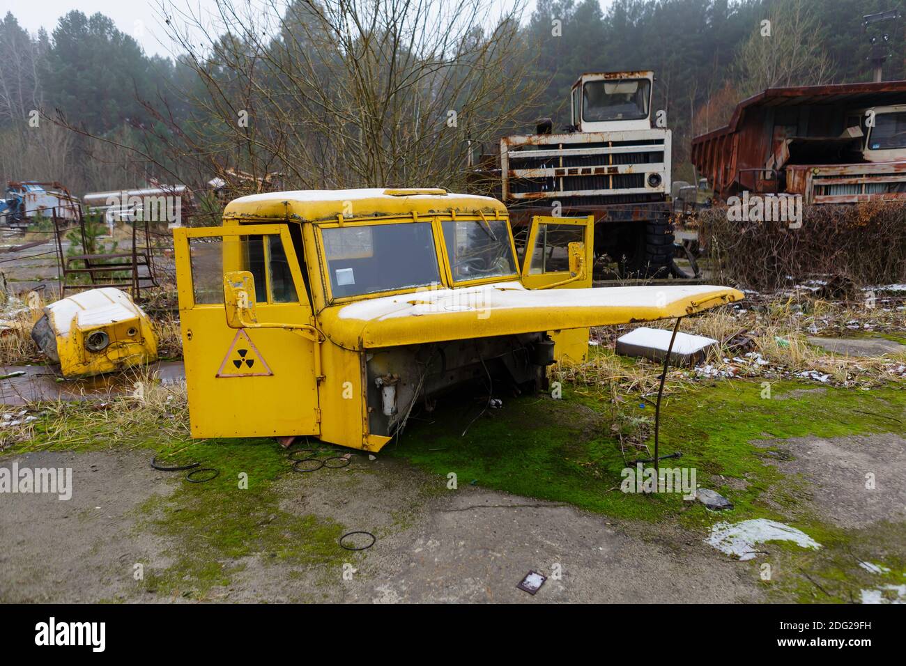 Cab of a truck that took part in the liquidation of the Chernobyl ...