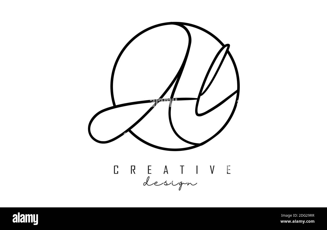 Handwriting letters AL A L logo design with simple circle vector ...
