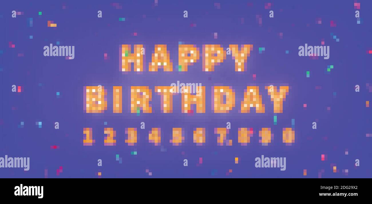 Happy Birthday template with gold marquee text and colorful confetti ...