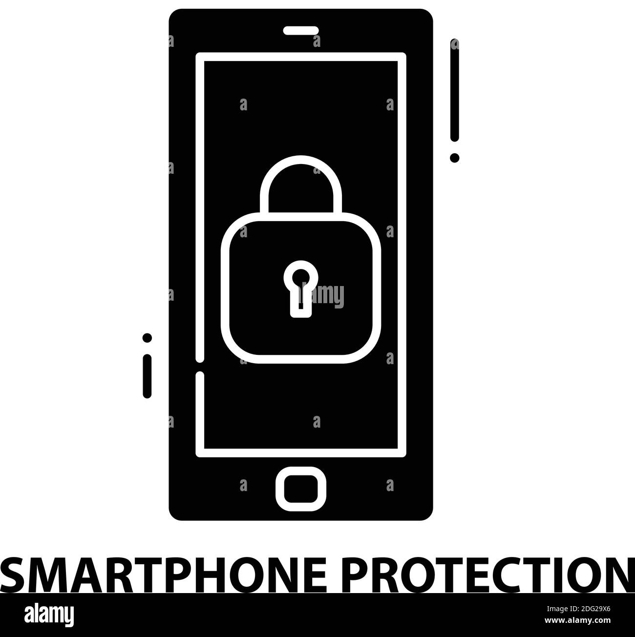 smartphone protection icon, black vector sign with editable strokes ...
