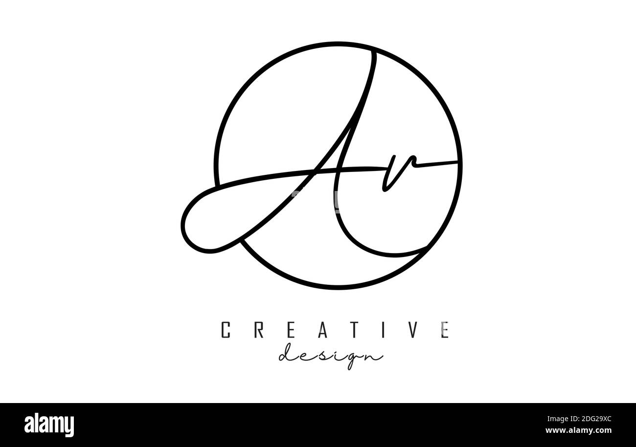 Handwriting letters AR A R logo design with simple circle vector ...