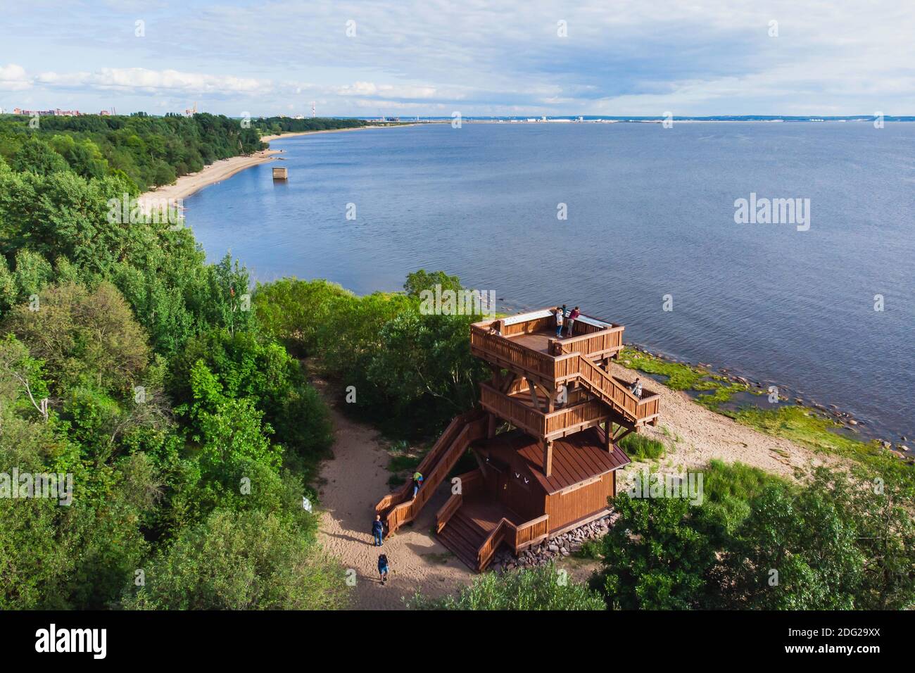 Aerial summer vibrant view of West Kotlin state nature reserve ...