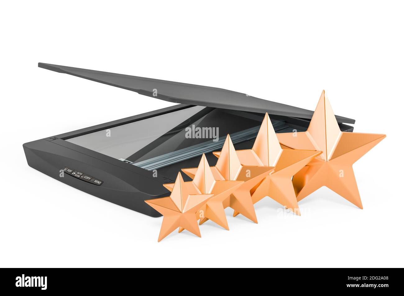 Customer rating of scanner concept. 3D rendering isolated on white ...